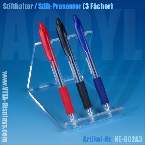 Stifthalter / Stift-Presenter aus PLEXIGLAS ® (3 Fächer)