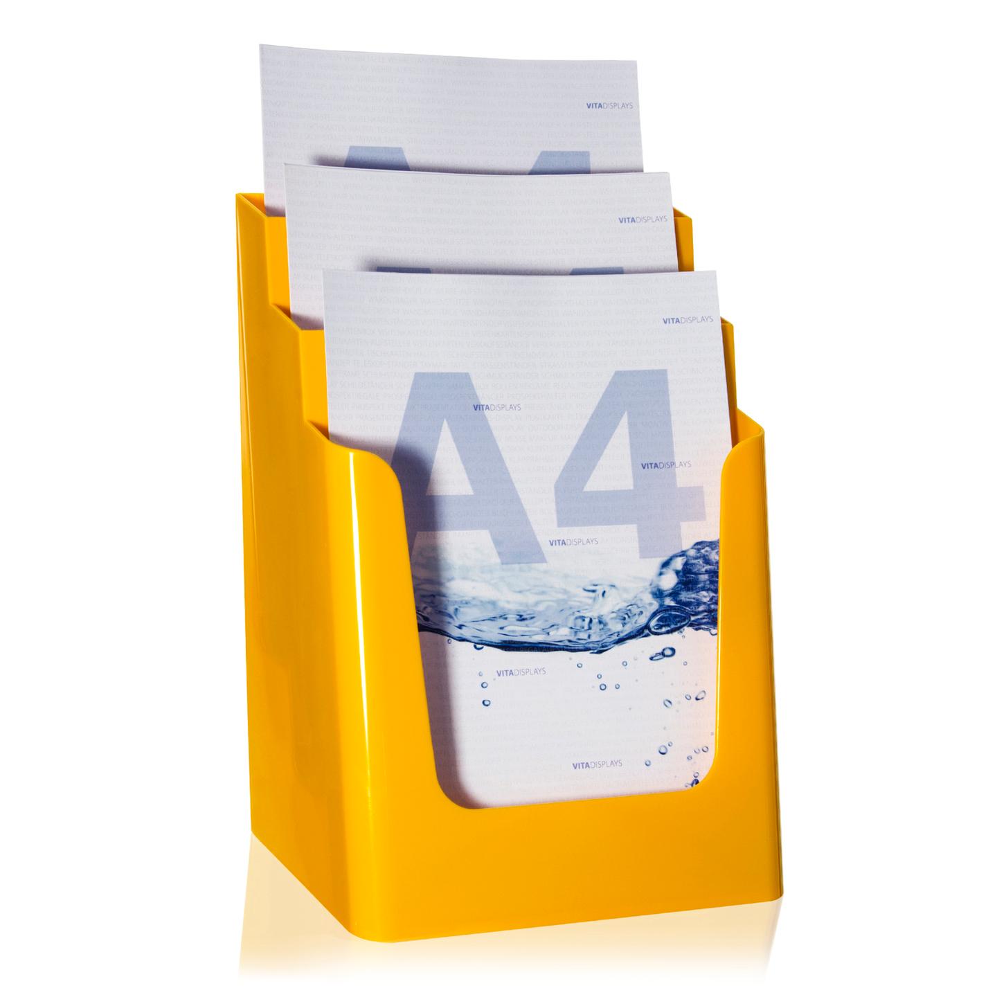 DIN A4 table top brochure holder (3 pcs.) Yellow